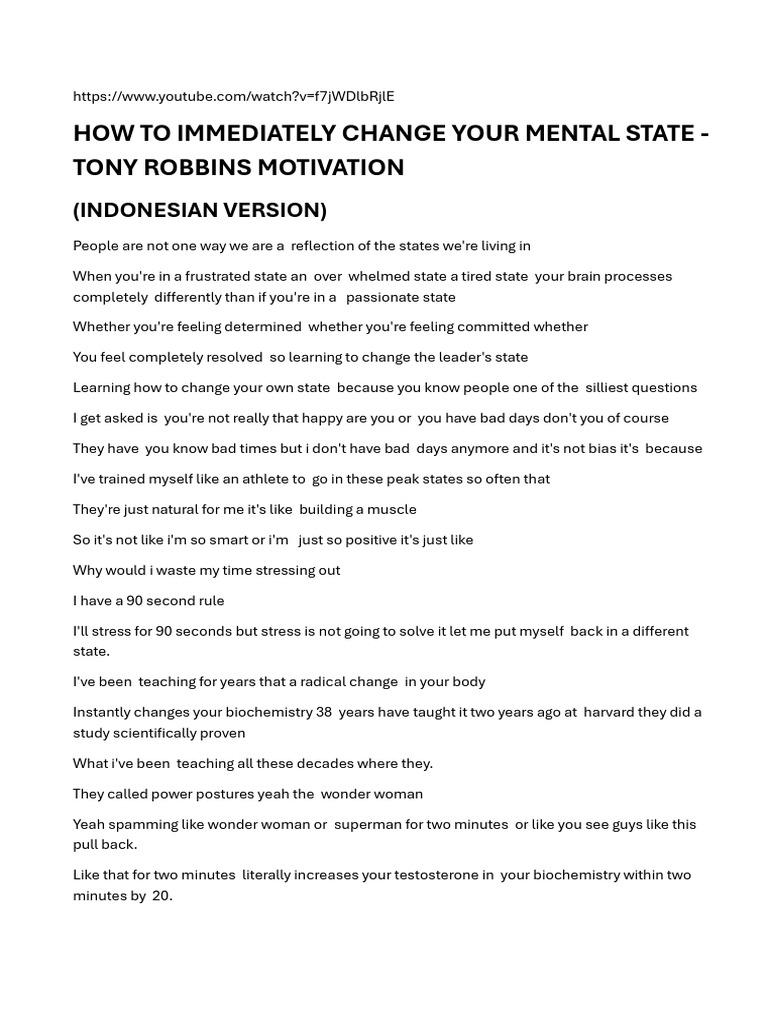 Change Your Mental State Instantly | PDF | Leadership | Psychology