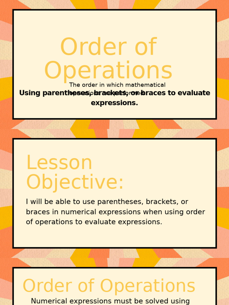 Math Order of Operations Presentation Pink Yellow and Orange Retro ...