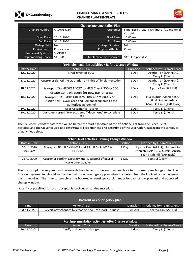 CR00013116 - PY-CN Change Plan | PDF | Computing | Software Engineering