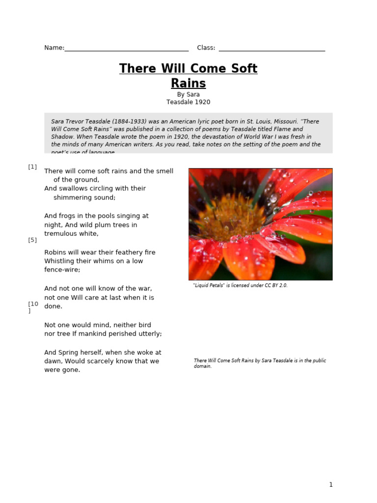 There Will Come Soft Rains 2 | PDF | Poems | Poetry
