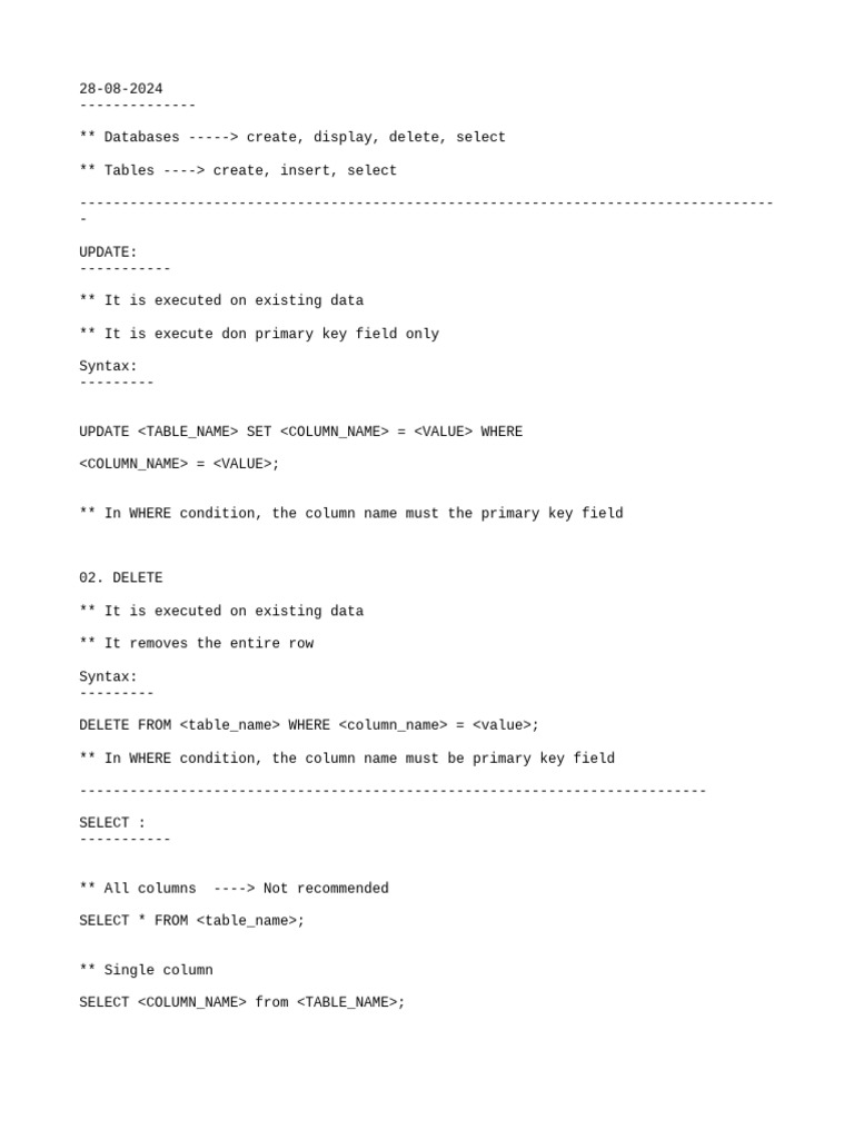SQL Database Operations Guide | PDF
