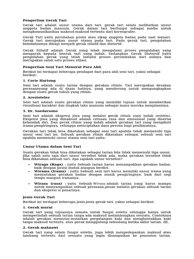 Pengertian dan Jenis Gerak Tari | PDF