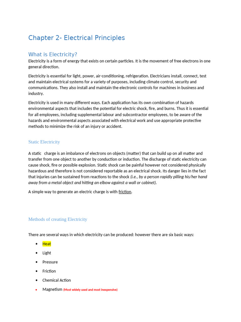 Chapter 2 Electrical Principles | PDF | Voltage | Atoms