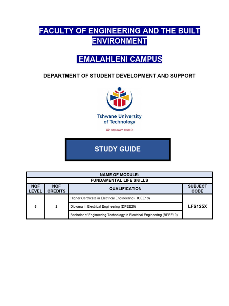 EMalahleni Engineering Study Guide First Semester 2025 ND | PDF | Educational Assessment | Learning