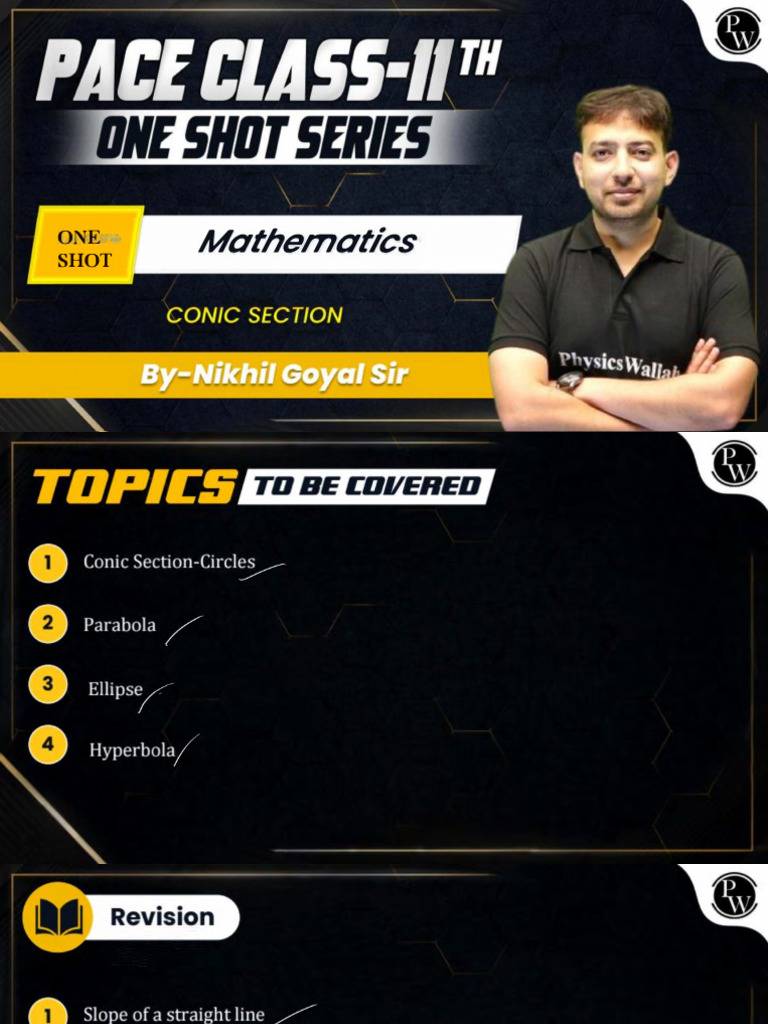 CONIC SECTION - Class Notes - PACE CLASS - 11TH ONE SHOT SERIES | PDF