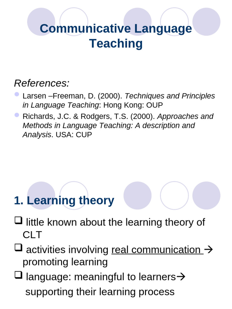 Communicative Language Teaching (revised) | PDF | Second Language ...