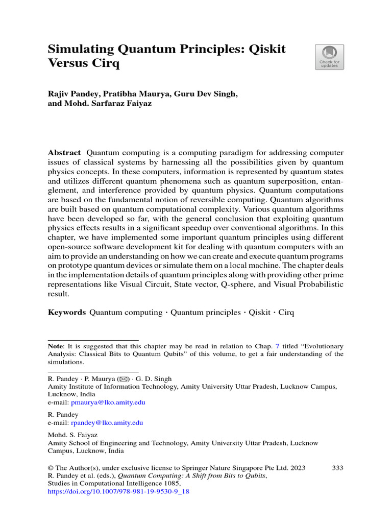Simulating Quantum Principles - Qiskit Versus Cirq | PDF | Quantum Computing | Quantum Mechanics