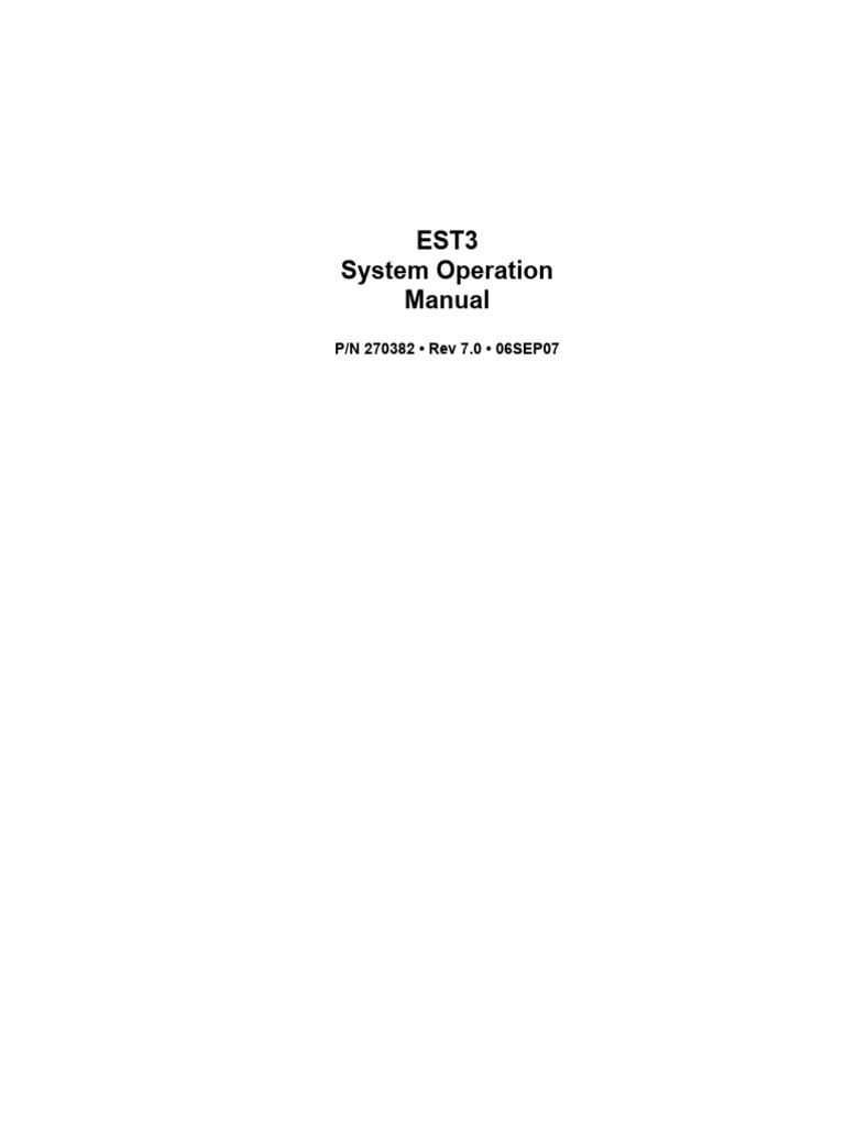 EST3 System Operation Manual | PDF