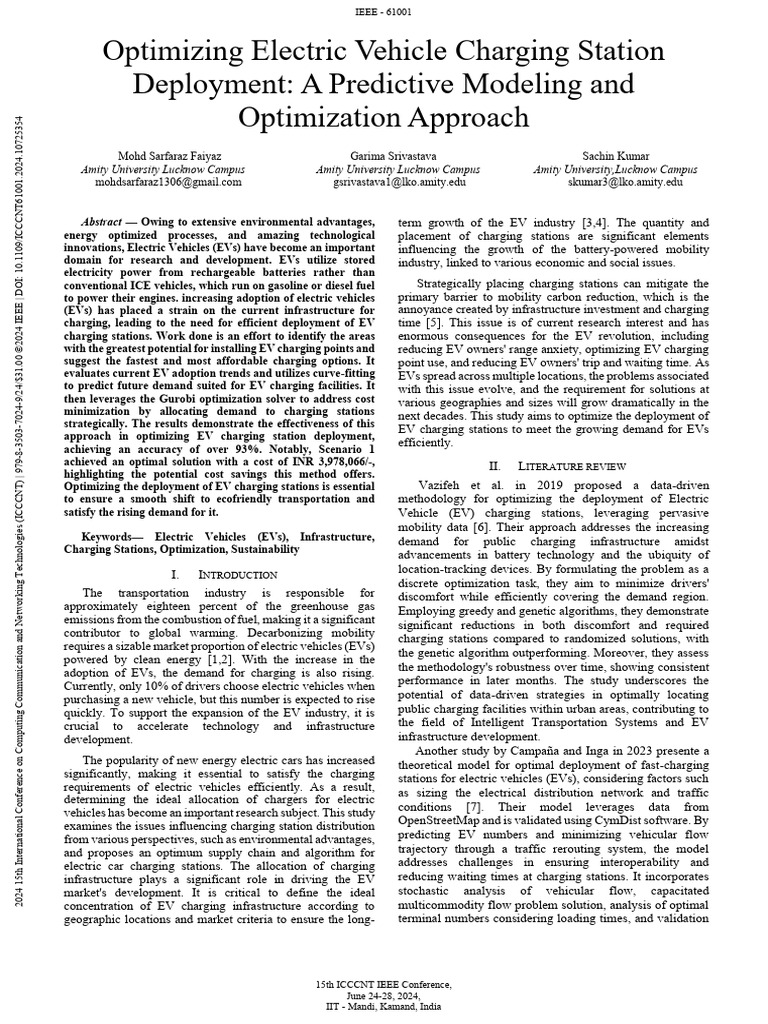 Optimizing Electric Vehicle Charging Station Deployment A Predictive ...