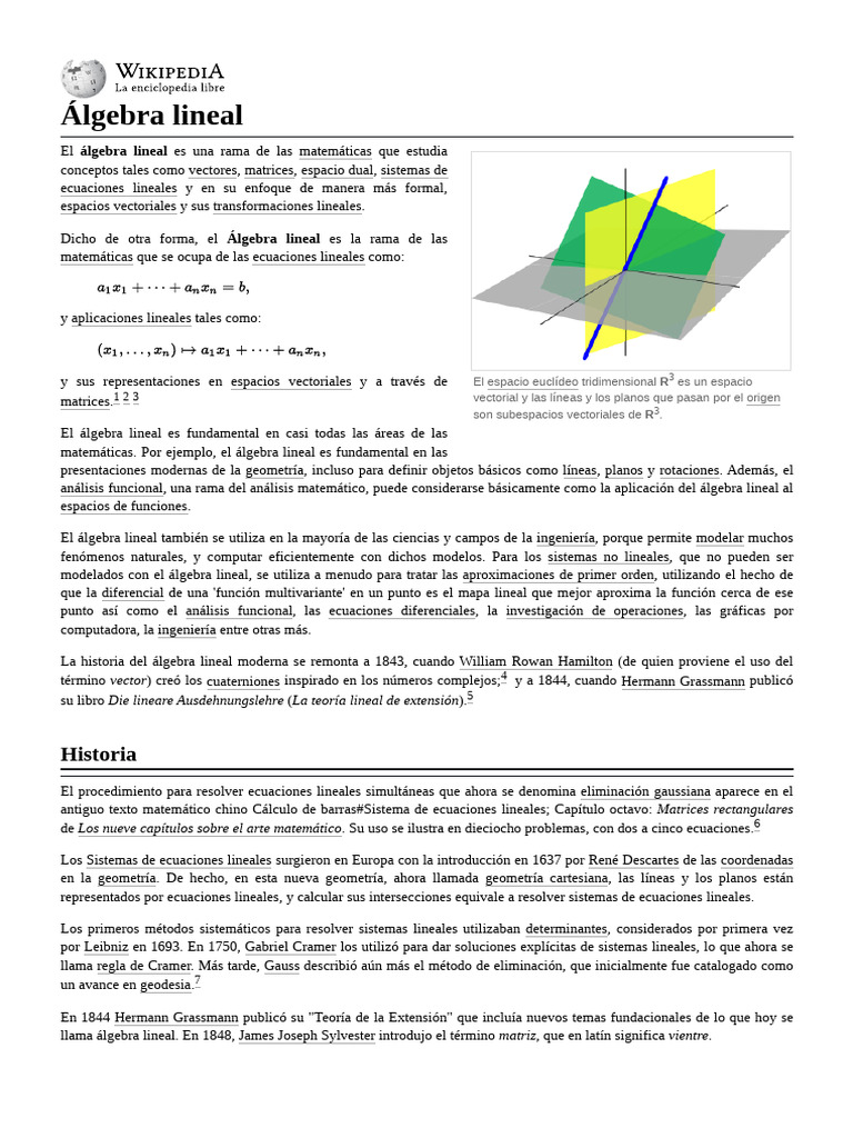 Introducción al Álgebra Lineal | PDF | Espacio vectorial | Matriz ...