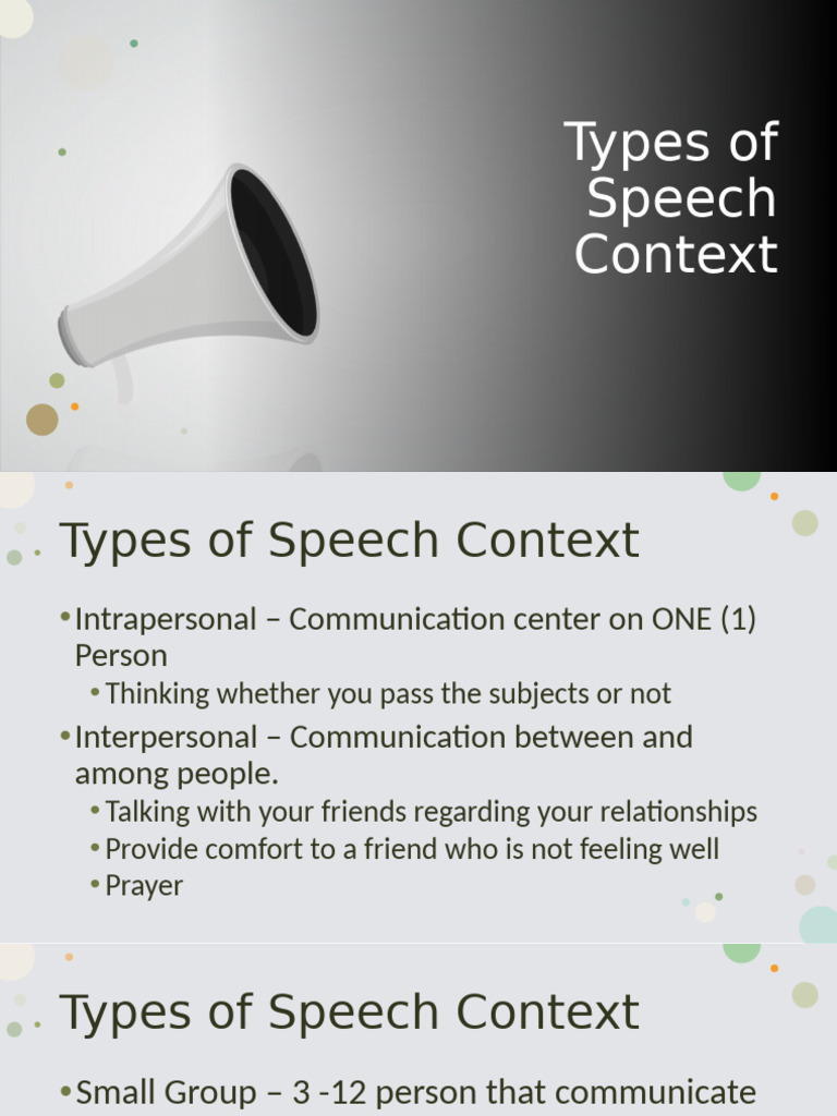 Types of Speech Contexts and Styles | PDF