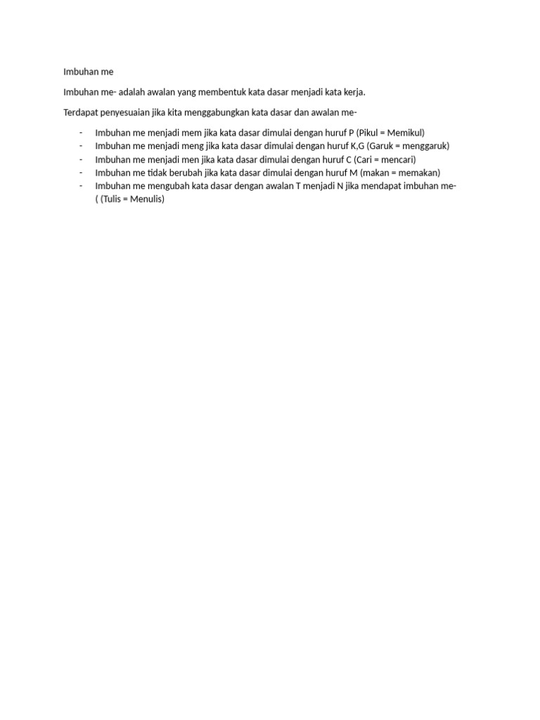 Imbuhan Me | PDF