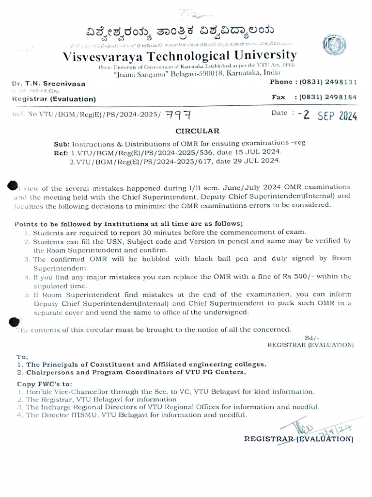 Instructions to Students for OMR Exam | PDF