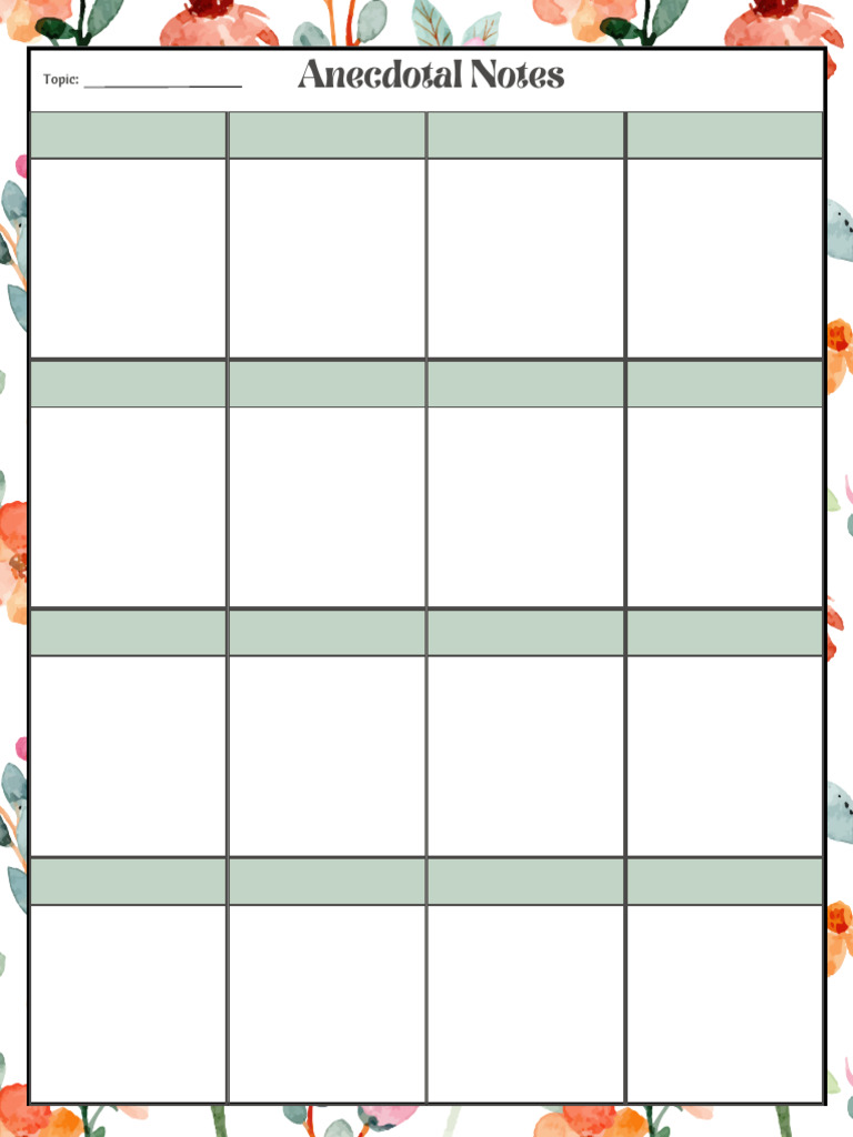 Anecdotal Notes Page | PDF