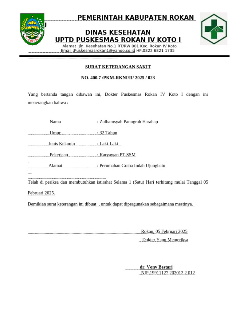 Surat Keterangan Sakit | PDF
