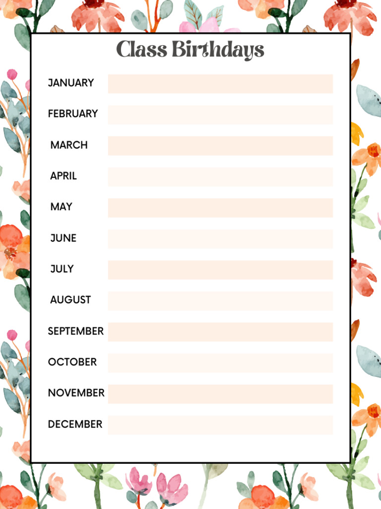 Class Birthday Record | PDF