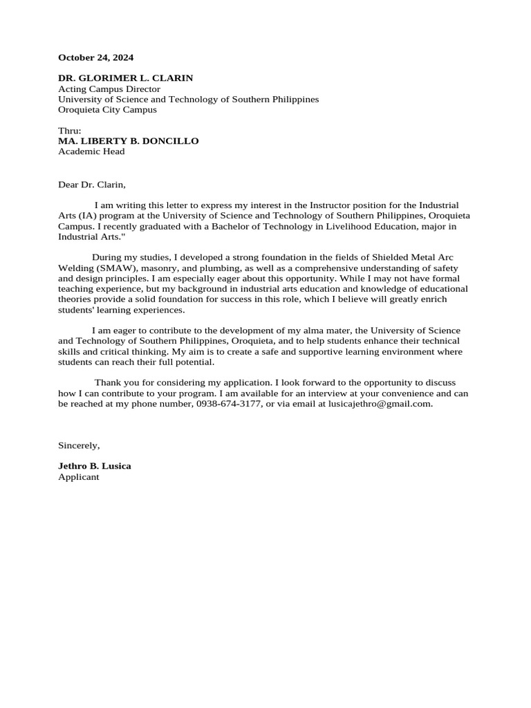 Application Letter | PDF