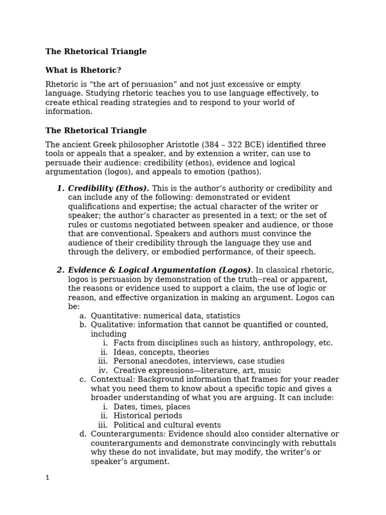 The Rhetorical Triangle | PDF | Public Speaking | Rhetoric
