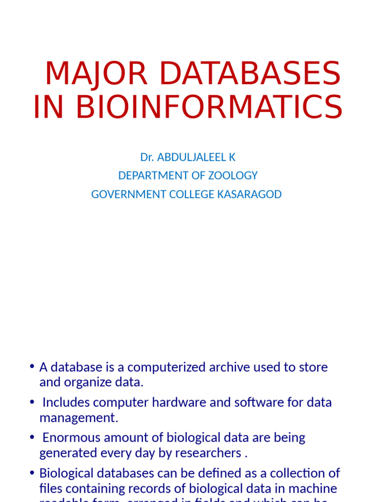 Biological Data Bases | PDF | Bioinformatics | National Center For ...