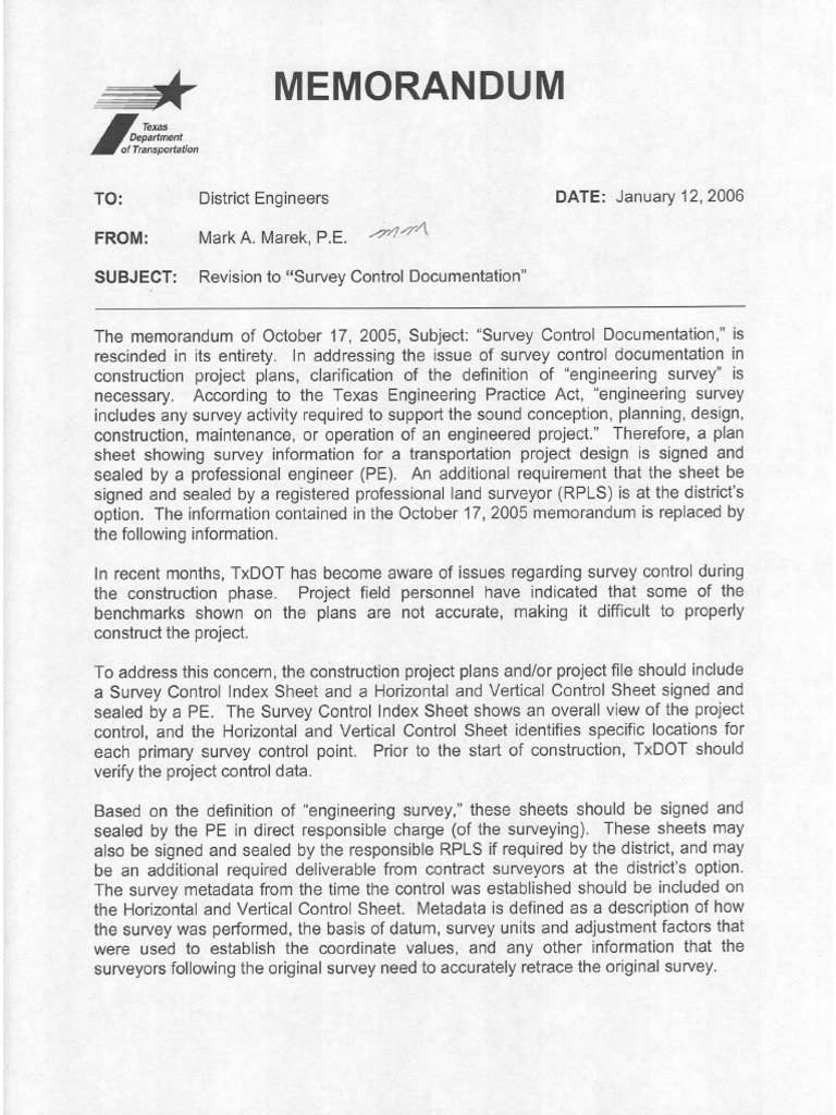 Surveymemo&attach | PDF | Surveying | Geographical Technology