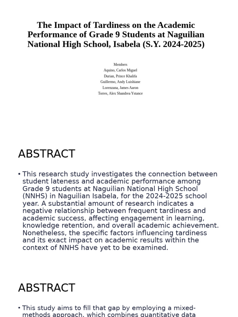 Tardiness Impact on Grade 9 Academic Performance | PDF | Statistics ...