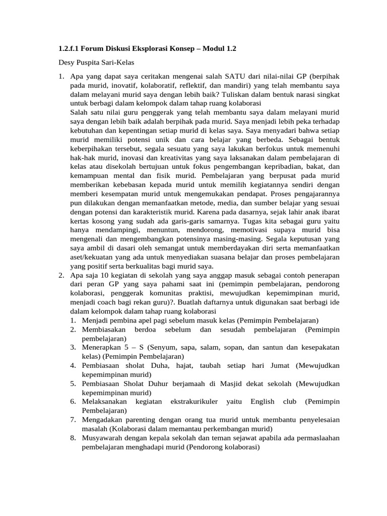 1.2.f.1. Forum Diskusi Eksplorasi Konsep - Modul 1.2 | PDF