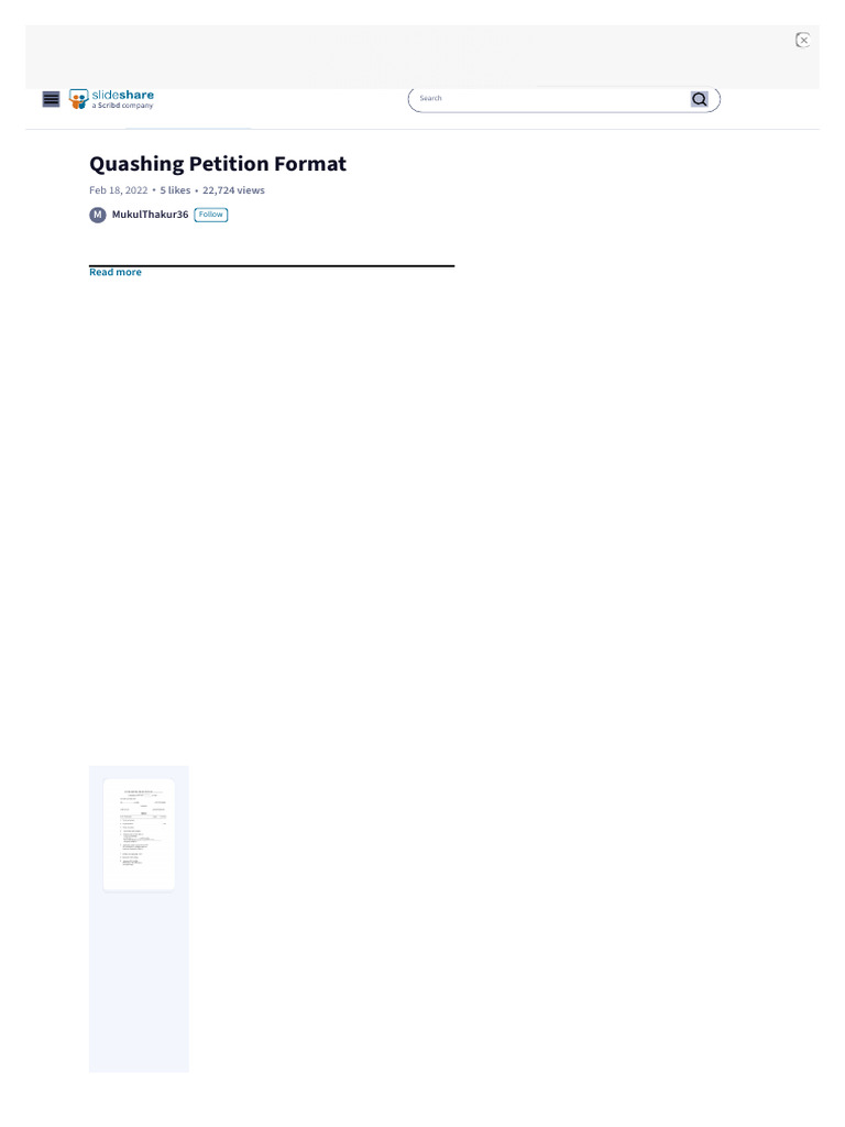 Quashing Petition Format - PDF | PDF | Affidavit | Writ