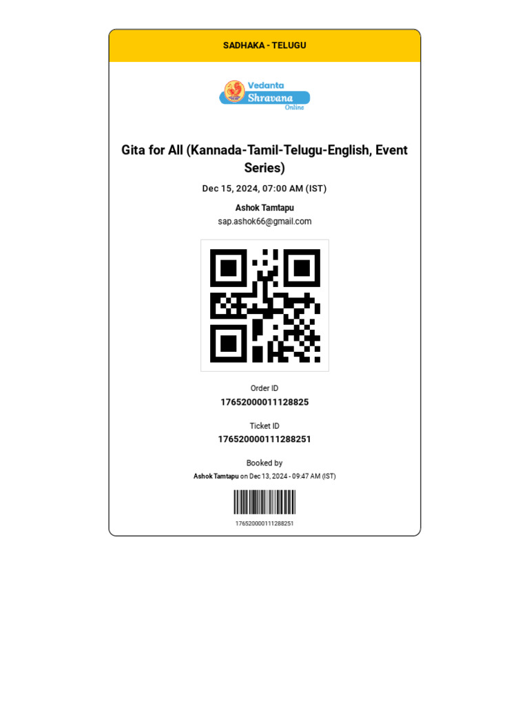 eticket_GitaForAllOnlineKannadaTamilTeluguEnglishA1_T176520000111288251 | PDF