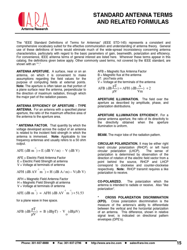 Antenna Terms And Formulas 2004_ | PDF | Antenna (Radio) | Polarization ...