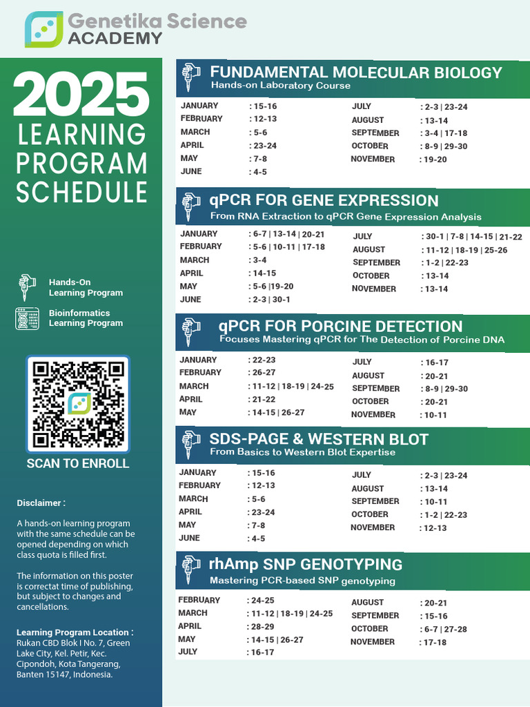 2025 Hands-On Learning Program Schedule | PDF | Real Time Polymerase Chain Reaction | Biochemistry