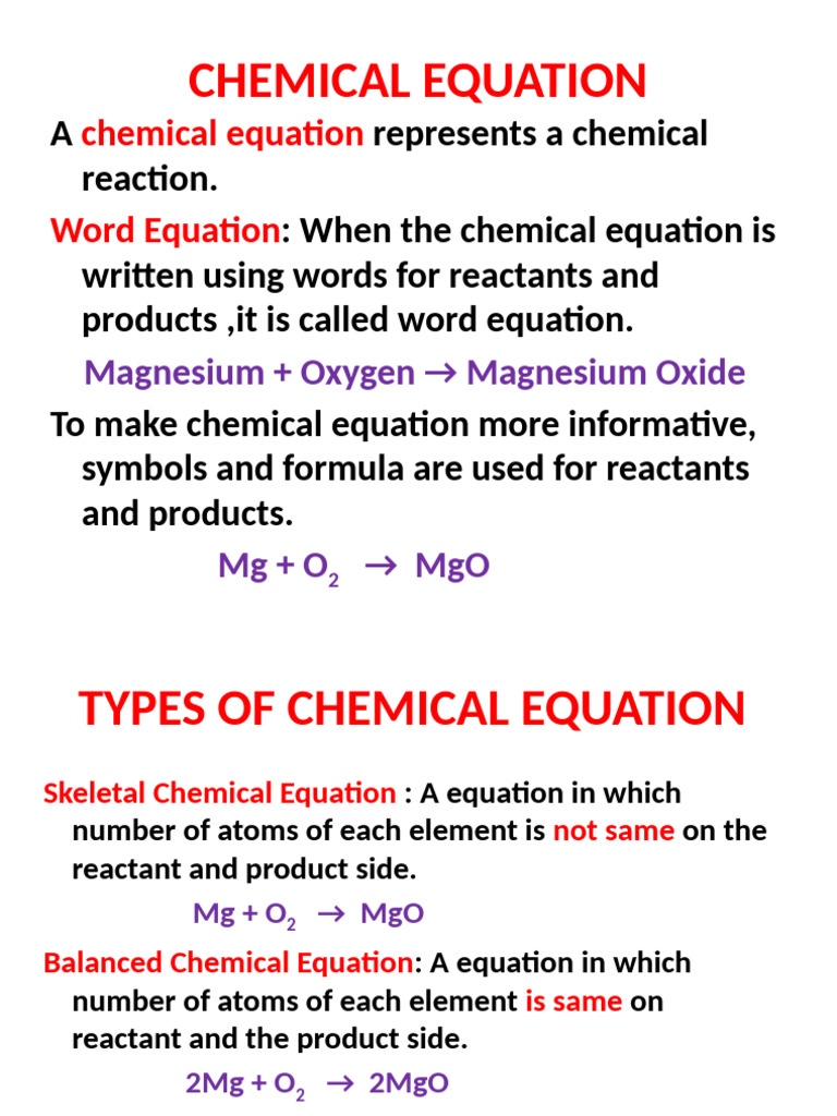 10 Ch-1 (PPT 2) CHEMICAL REACTION AND EQUATION | PDF | Chemical ...