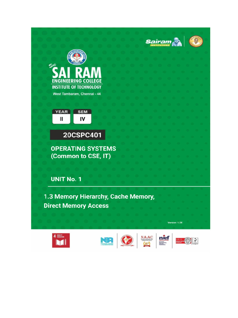 Memory Hierarchy, Cache Memory, Direct Memory Access | PDF | Computer Data Storage | Cache ...