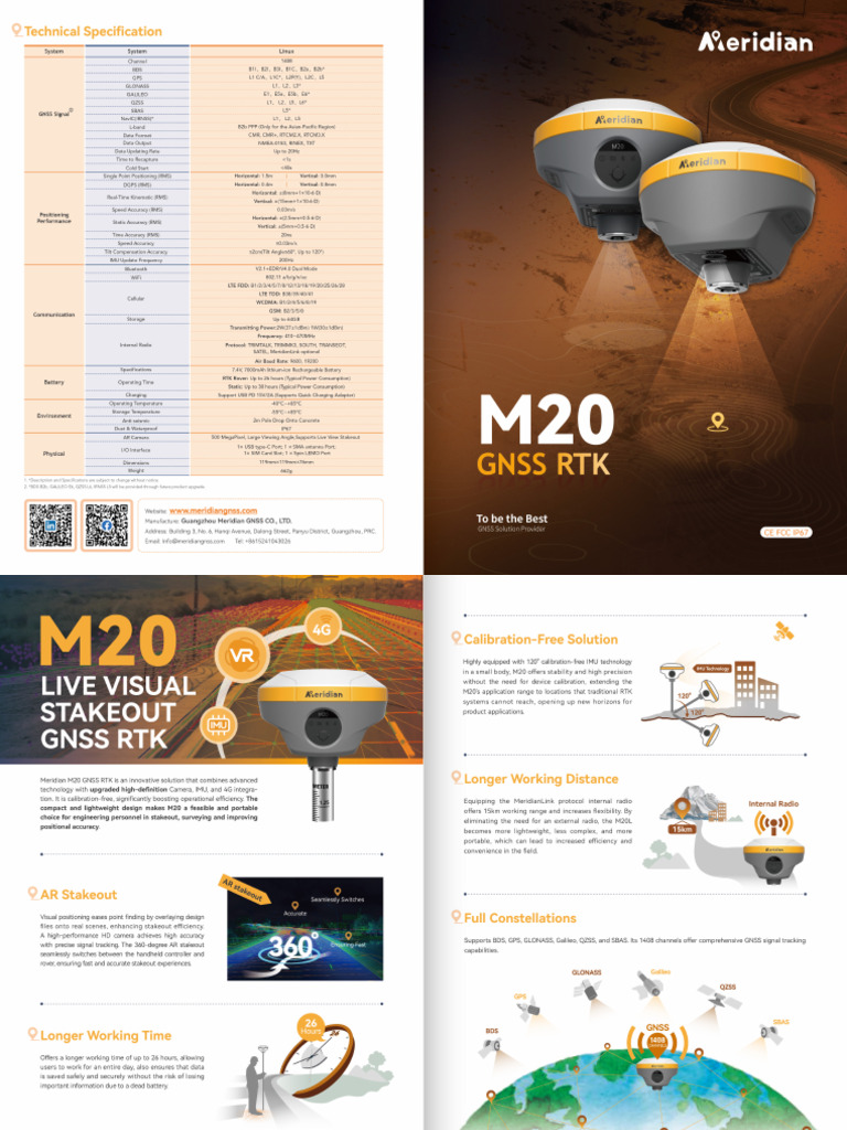Meridian M20 GNSS Receiver Brochure 20240312 | PDF