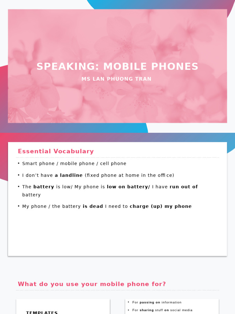 SPEAKING MOBILE PHONES | PDF | Communication | Human Communication