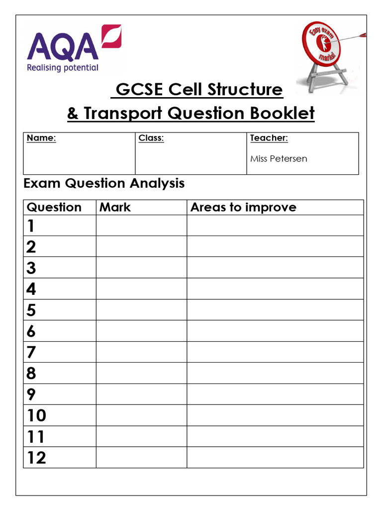 Cell Structure Transport Question Booklet | PDF | Cell (Biology) | Osmosis