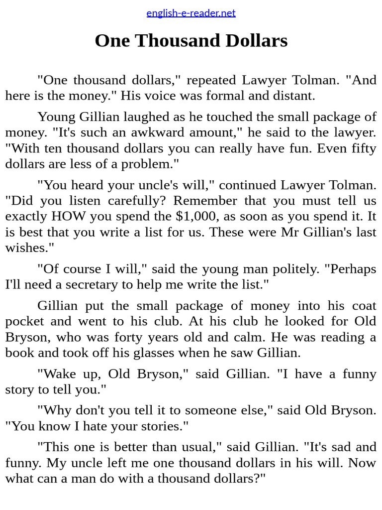 One_Thousand_Dollars-O_Henry | PDF