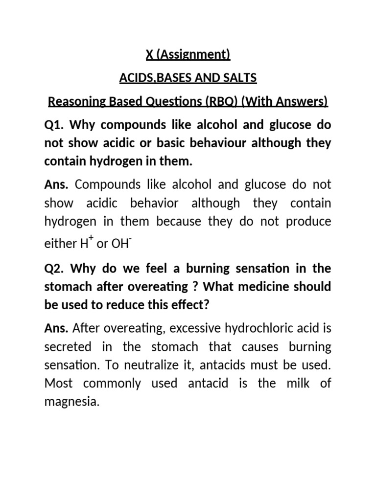10 Ch-2 (RBQ) Acids, Bases and Salts | PDF | Chlorine | Acid