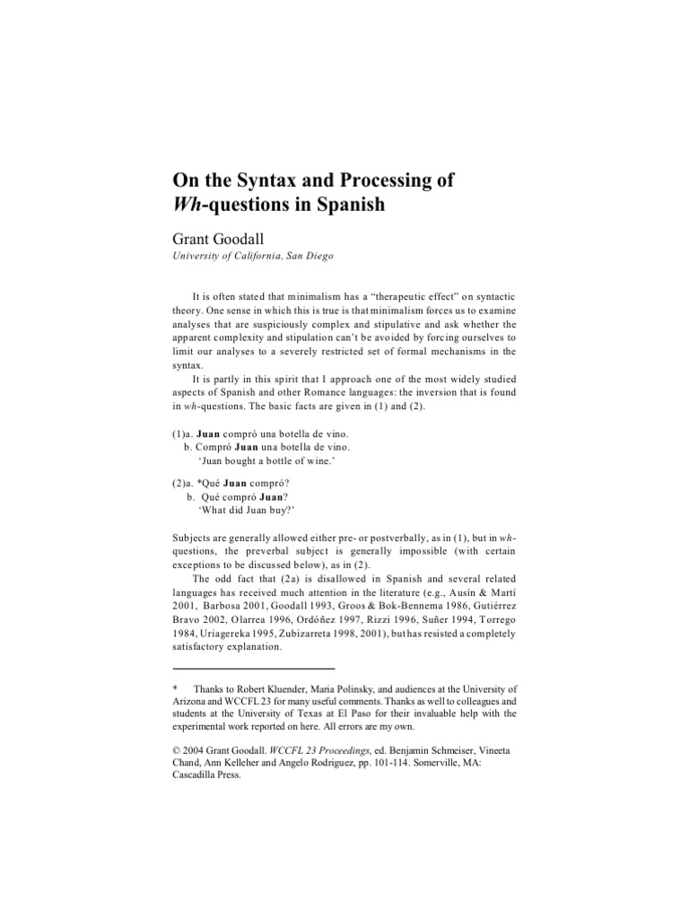 Syntax and Memory in Spanish Wh-Questions | PDF | Syntax | Clause