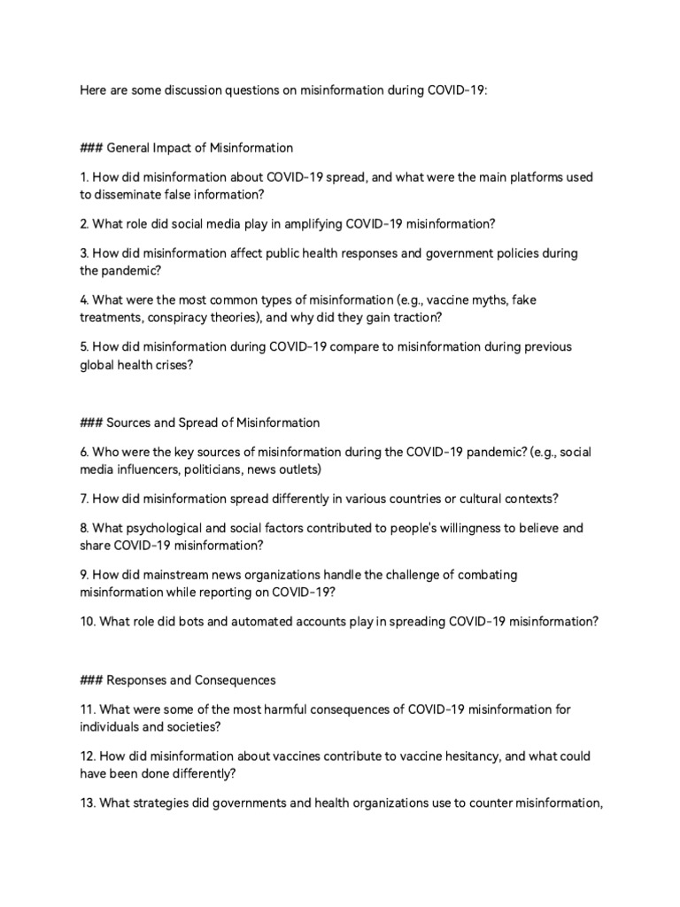 COVID-19 Misinformation Discussion Guide | PDF | Human Communication ...