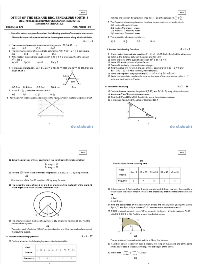 Mathematics 81-E QP S3 - 250113 - 011705 | PDF | Area | Circle