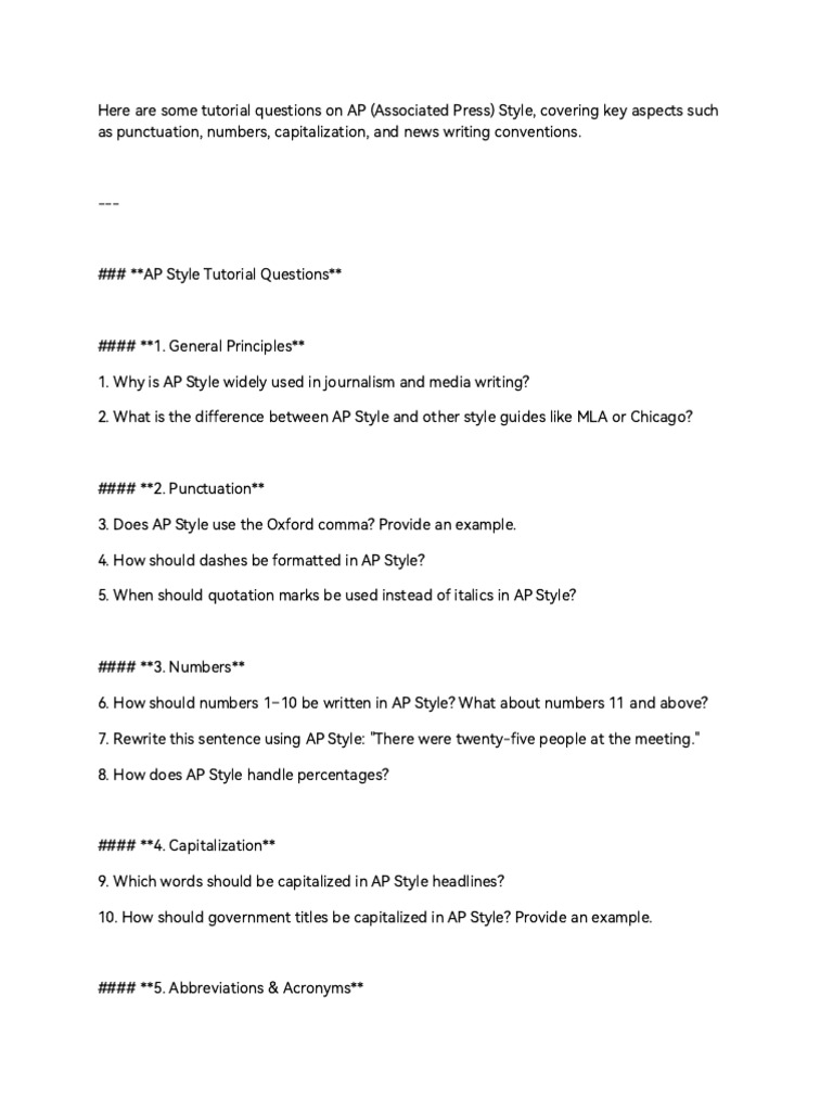 AP Style Grammar Exercises | PDF