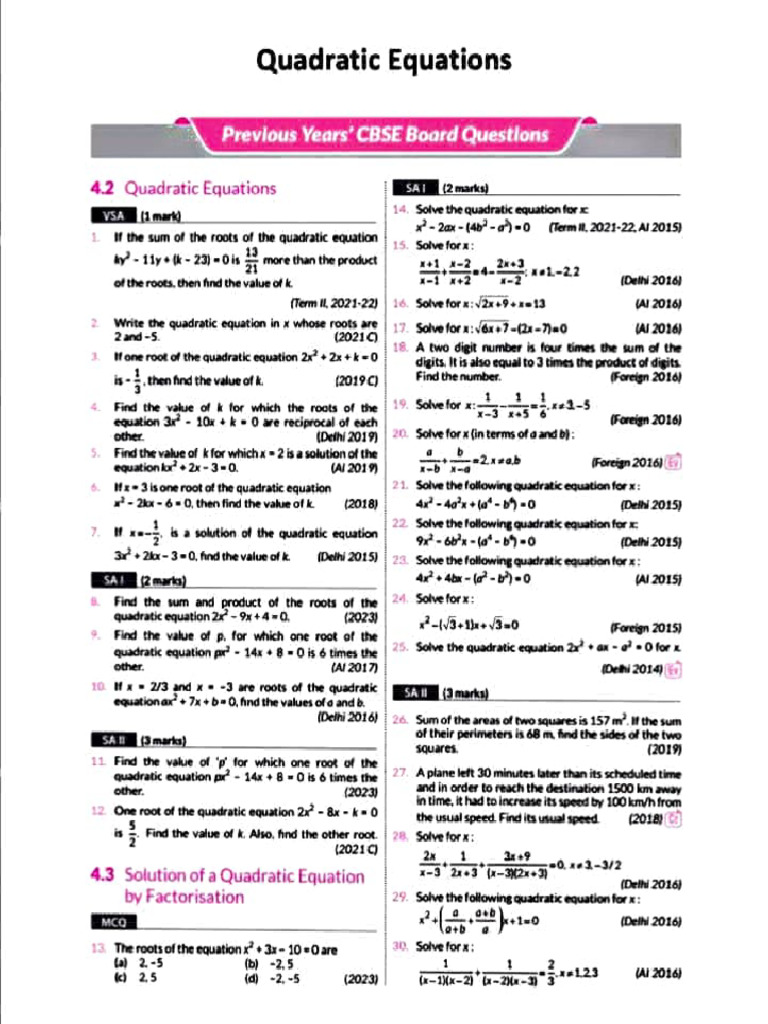 Ch4 Quadratic Equation | PDF | Mathematical Concepts | Elementary Mathematics