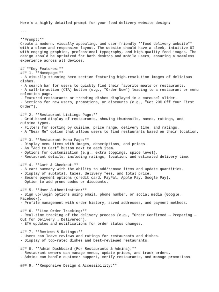 Here's a highly detailed prompt for | PDF | Menu | Restaurants