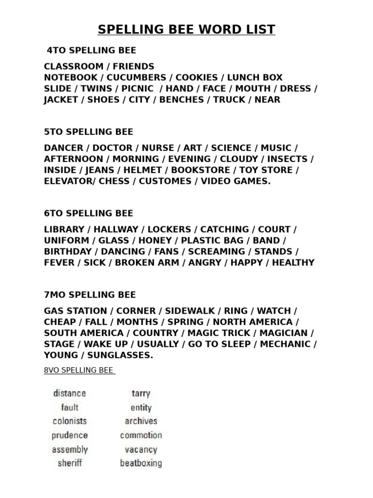 4to Spelling Bee | PDF