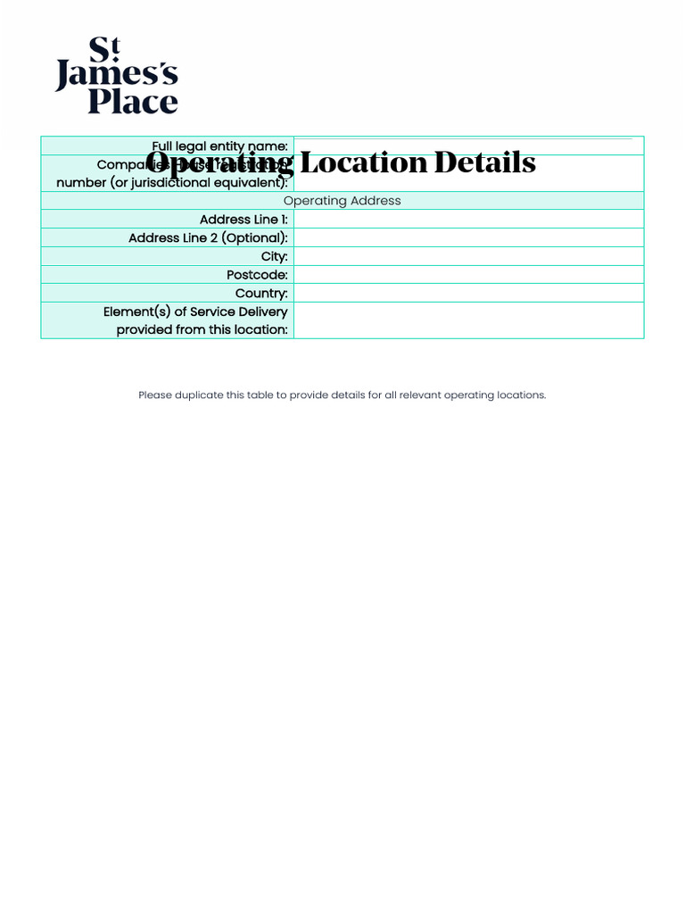 Operating Location Details Template | PDF