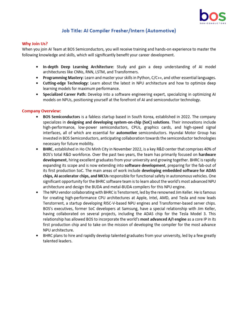 AI Compiler Internship at BOS Semiconductors | PDF | Artificial ...