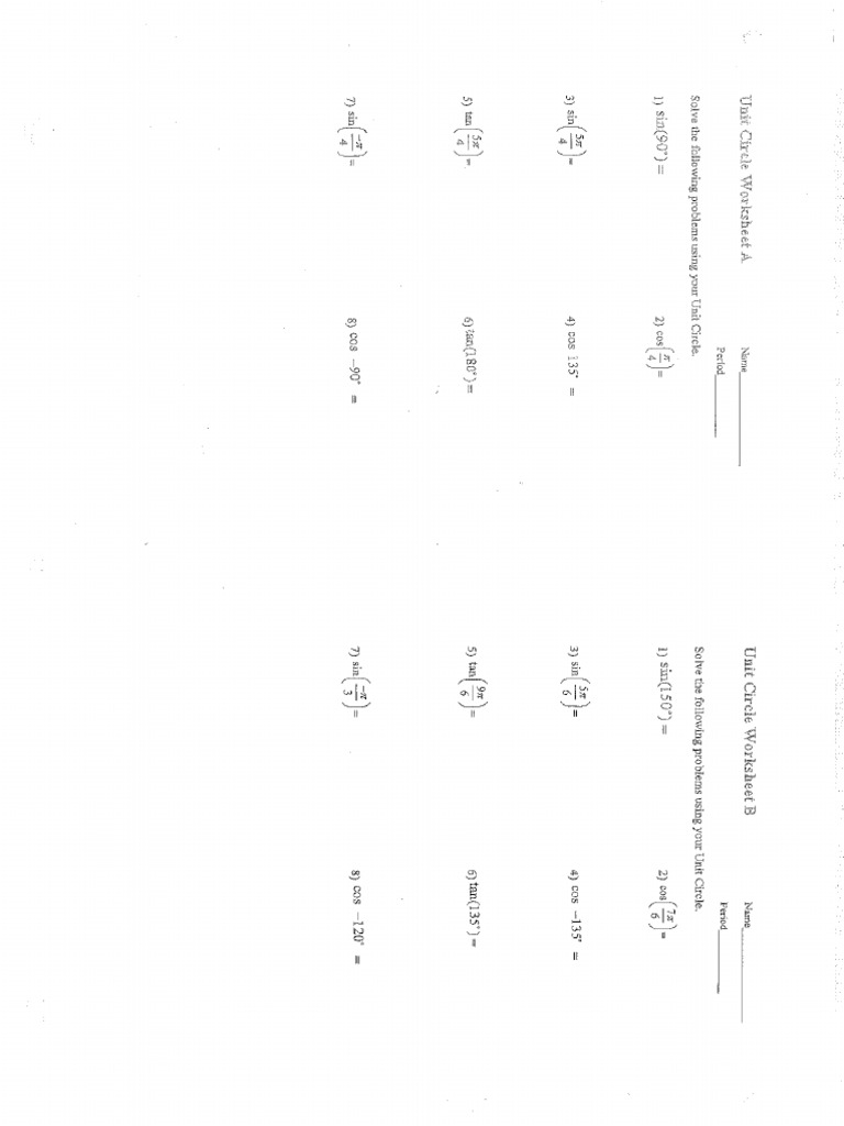 Unit Circle Practice | PDF