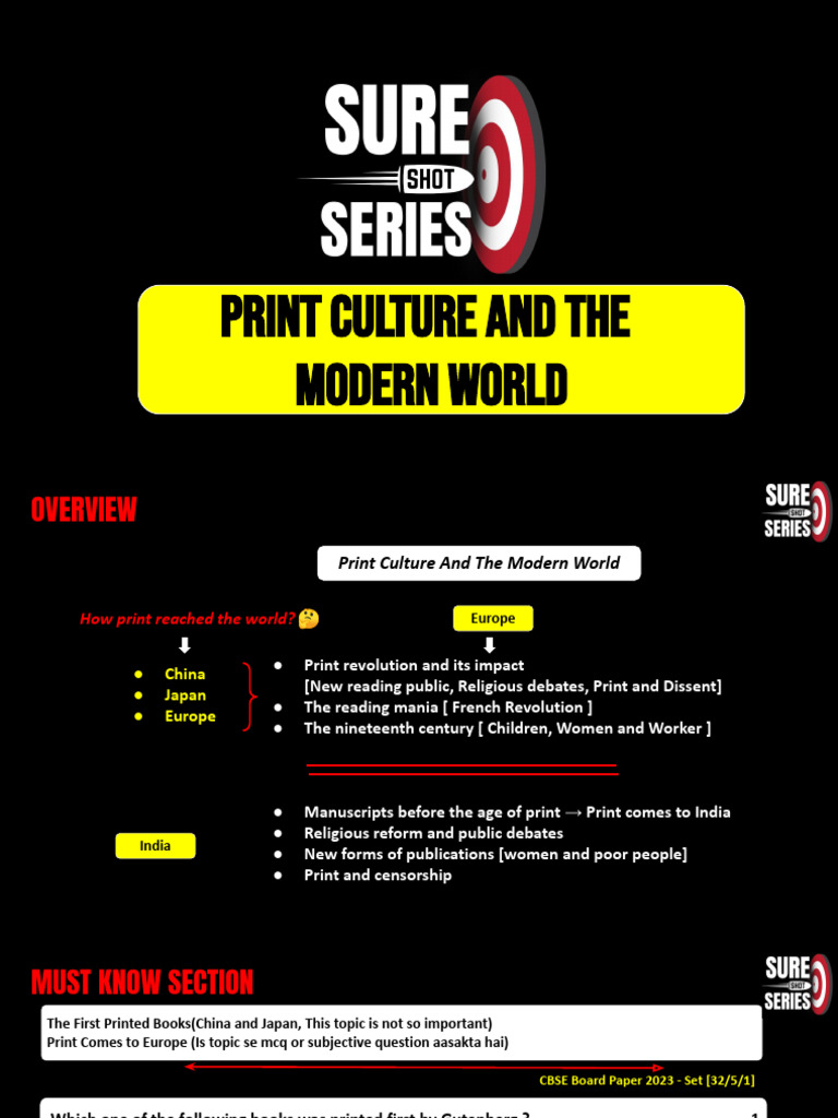 Print Culture and The Modern World 2024-25 Sure Shit Series DSR Sir ...