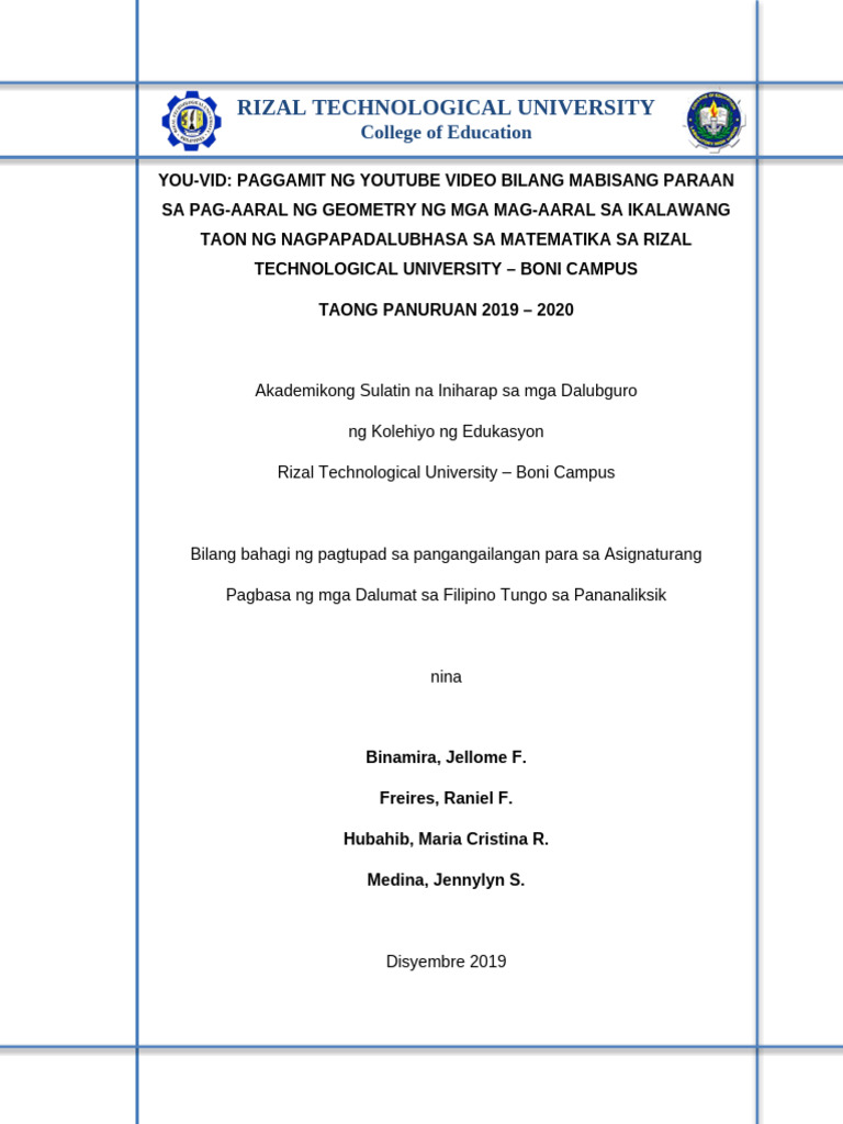 Pinal Na Pananaliksik Sa Filipino | PDF