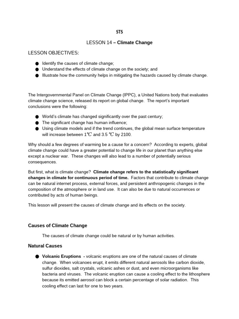 STS.LESSON 14 Handouts | PDF | Climate Change | Greenhouse Gas